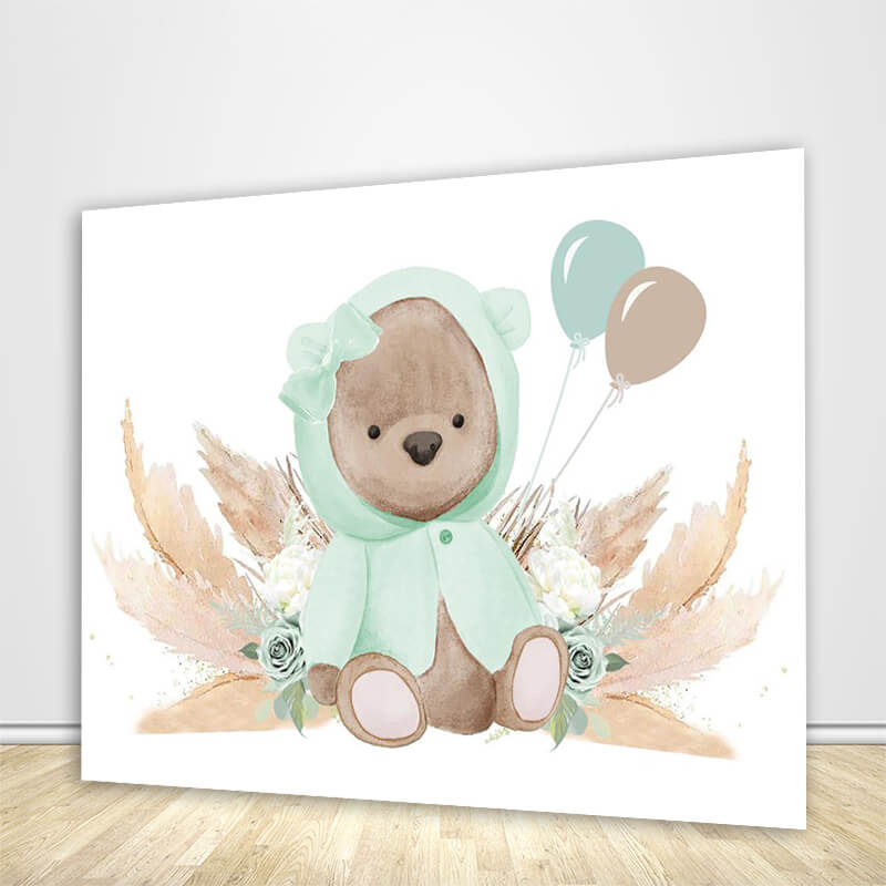 Boho Bear Themed Baby Shower Backdrop – ubackdrops