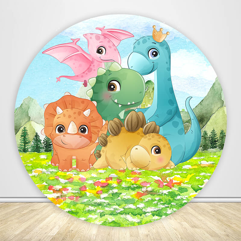Dinosaur Birthday Round Backdrop Cover | FREE SHIPPING – ubackdrops