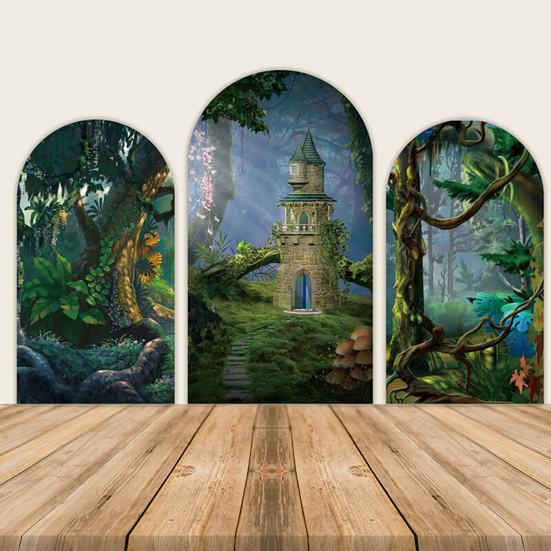 Enchanted Forest Magic Castle Birthday Arched Wall Cover – ubackdrops