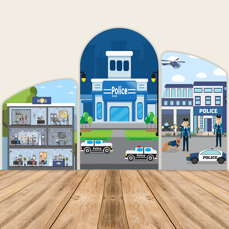 Police Theme Birthday Party Decoration Chiara Backdrop Arched Wall Cov ...