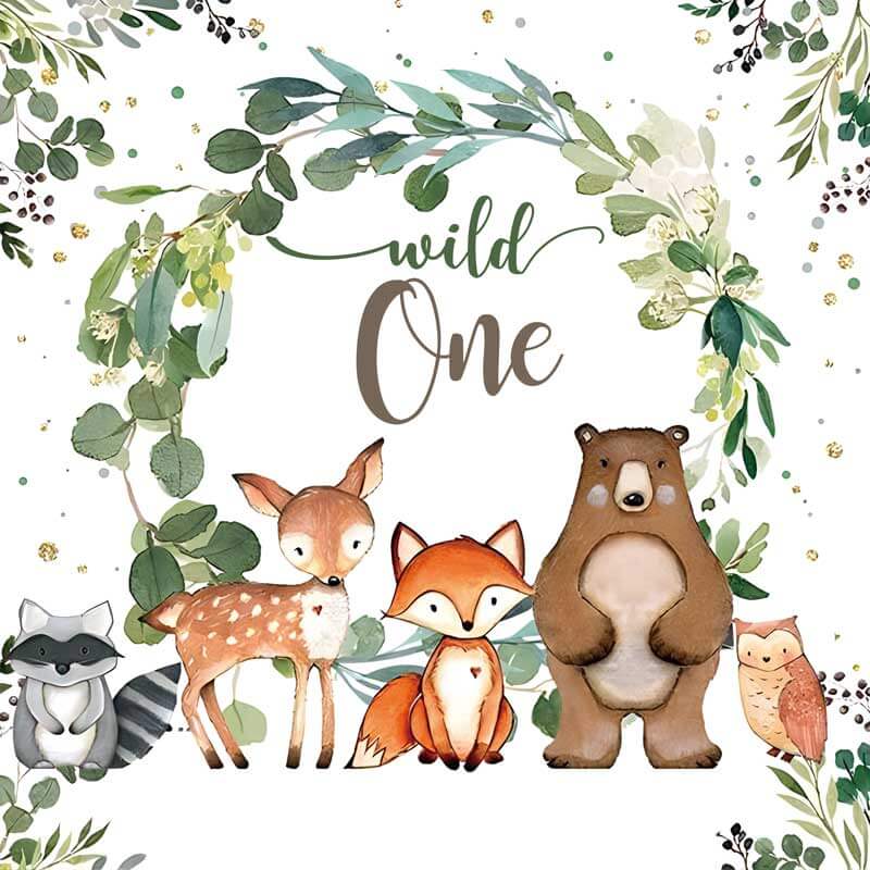 Wild One Woodland First Birthday Backdrop – ubackdrops